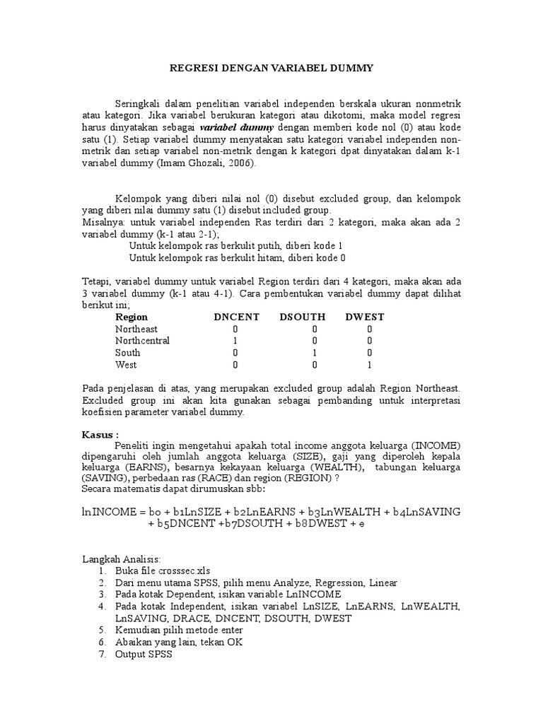 Regresi Dengan Variabel Dummy | PDF