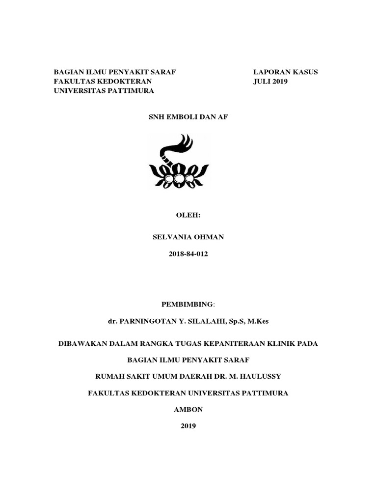 Laporan Kasus SNH Emboli Dan AF | PDF