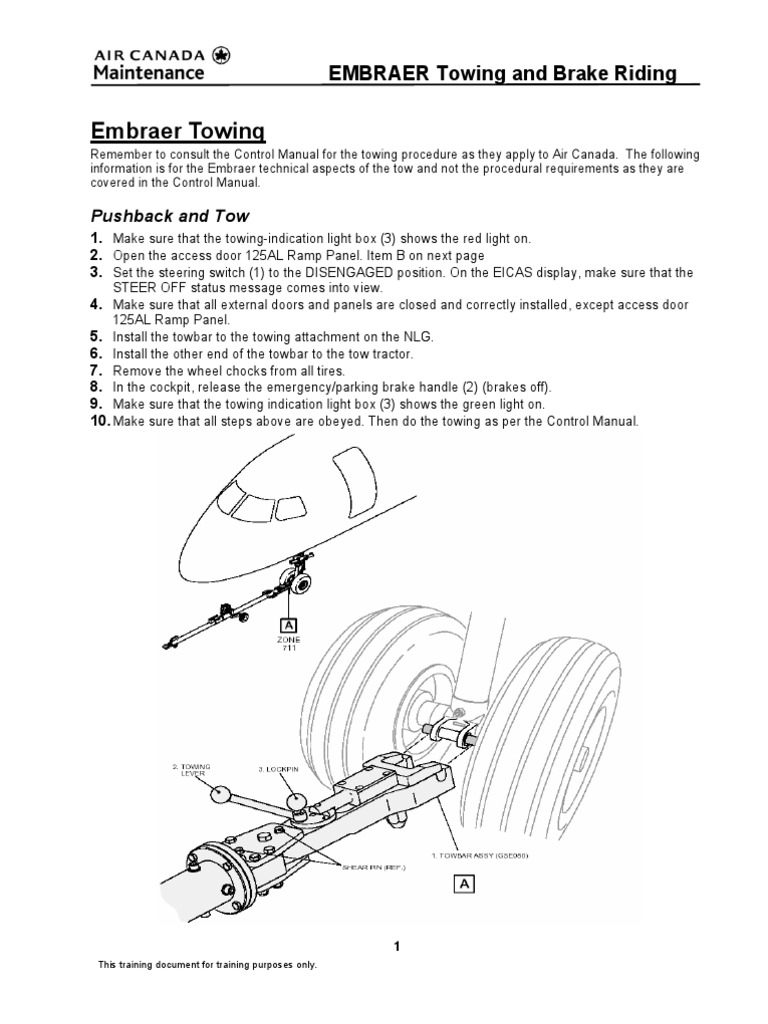 Embraer Towing and Brake Riding Overview | PDF | Cockpit | Mechanical ...