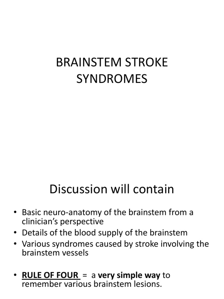 Brainstem Stroke Syndromes | PDF | Brainstem | Cerebellum