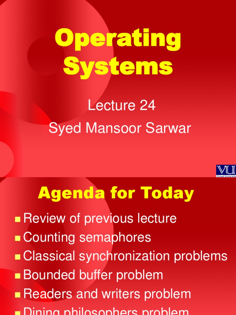 Operating Systems: Syed Mansoor Sarwar | PDF | Computer Programming | Concurrency (Computer Science)