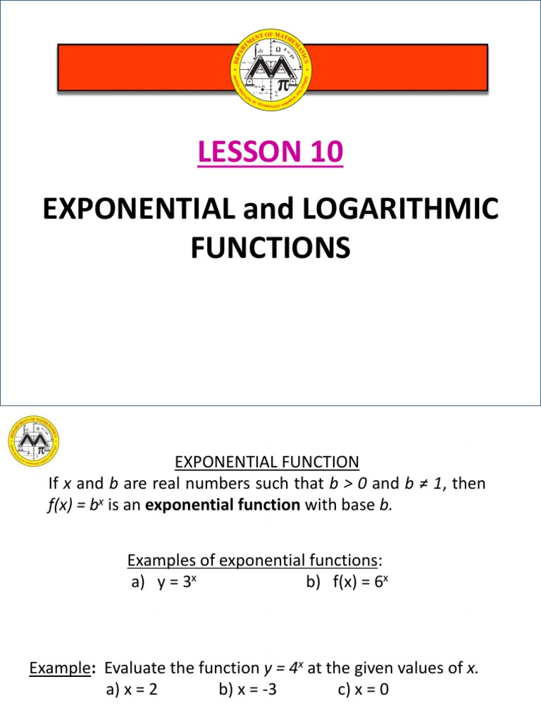 Exponential and Logarithmic Functions | PDF | Exponential Function | Function (Mathematics)