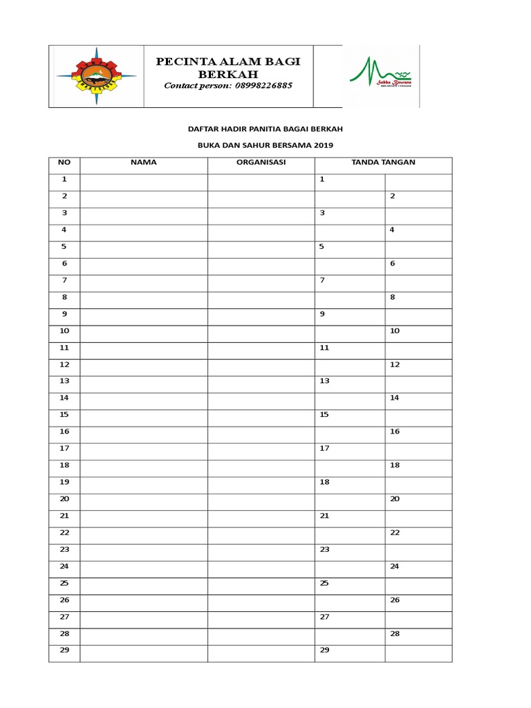 Daftar Hadir Panitia Bukber | PDF