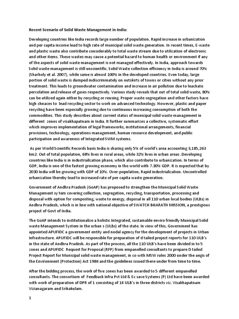 Waste Management Introduction | PDF | Municipal Solid Waste | Waste ...