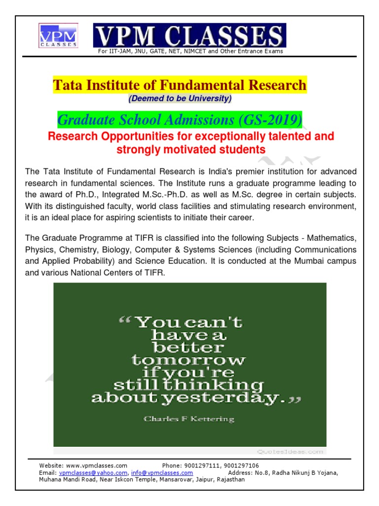 TIFR Graduate Admissions 2019 Guide | PDF | Complex Number | Function ...
