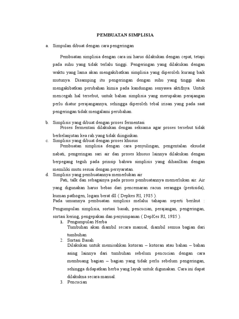 Pembuatan Simplisia | PDF
