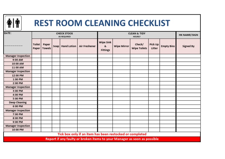 Washroom Checklist | PDF