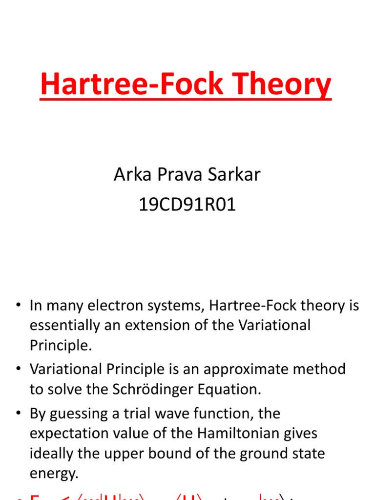 An Overview of Hartree-Fock Theory and its Applications in Quantum Chemistry | PDF | Hartree ...