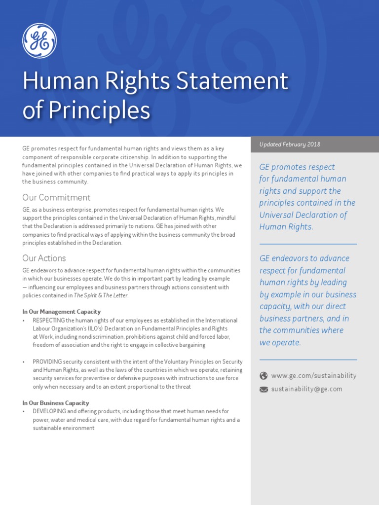 GEA33648 Statement of Principles On Human Rights Factsheet R7 | PDF ...