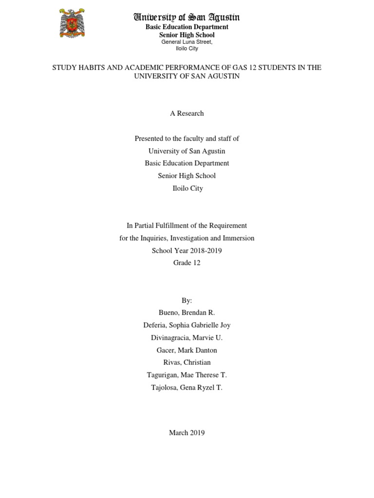 Research in Study Habits and Academic Performance | PDF | Survey ...