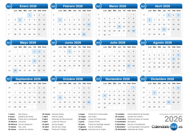 Calendario 2026 PDF | PDF | Pascua de Resurrección | Pentecostés