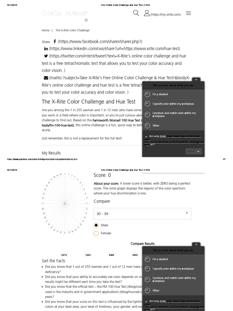 The X-Rite Color Challenge and Hue Test | PDF | Color | Psychological ...