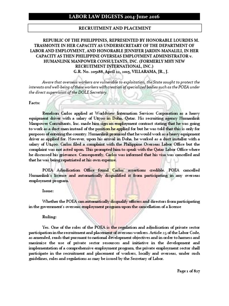 Consolidated Cases in Labor Law | PDF | United States Labor Law ...