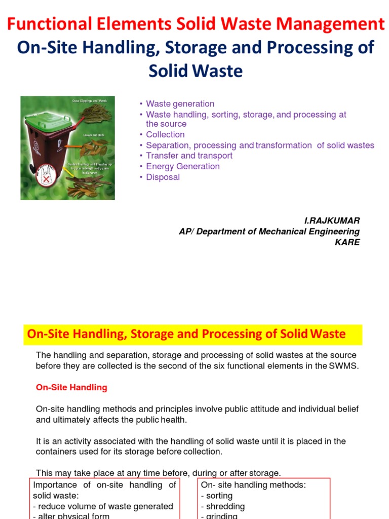 On-Site Solid Waste Management Elements | PDF | Municipal Solid Waste ...