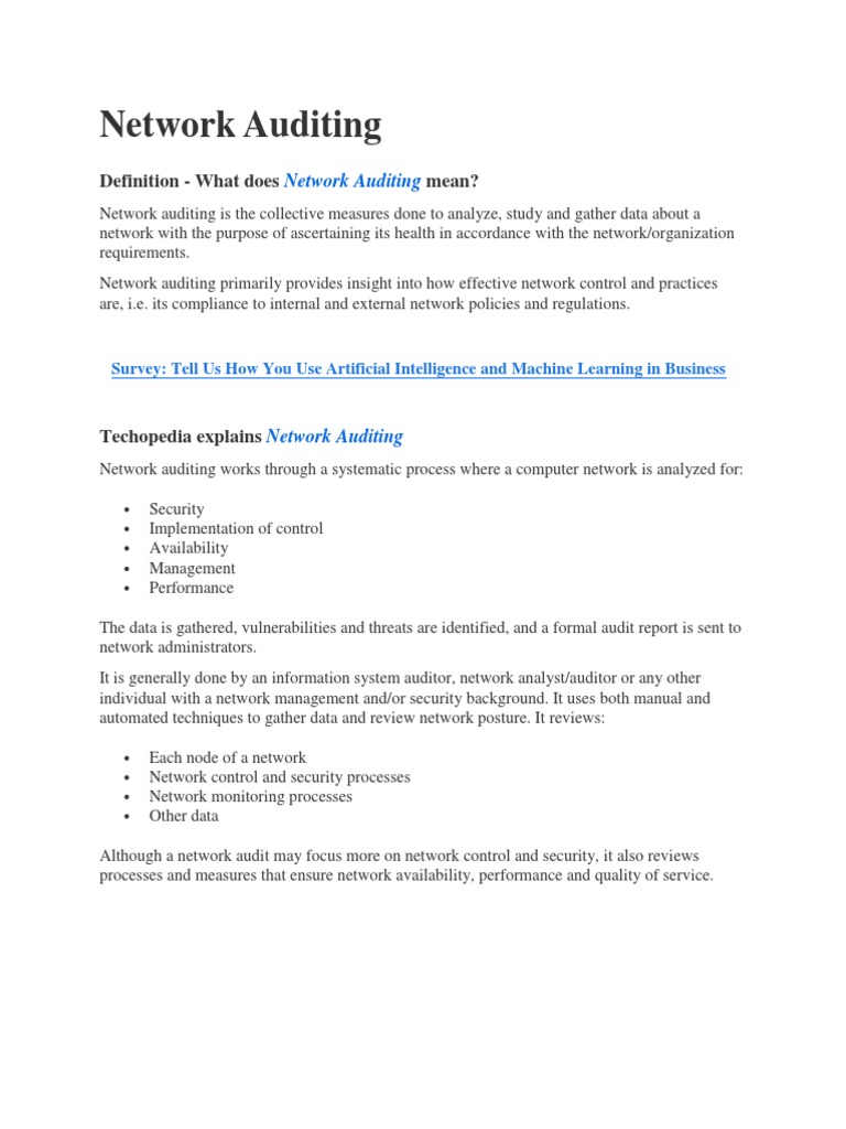 Network Auditing: Definition - What Does Mean? | PDF