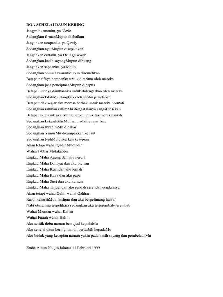 Doa Sehelai Daun Kering | PDF | Puisi