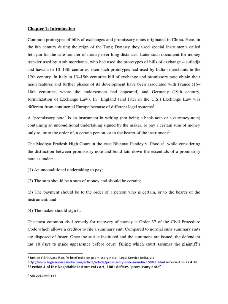 Suit For Recovery of Money Under Promissory Note | PDF | Negotiable ...