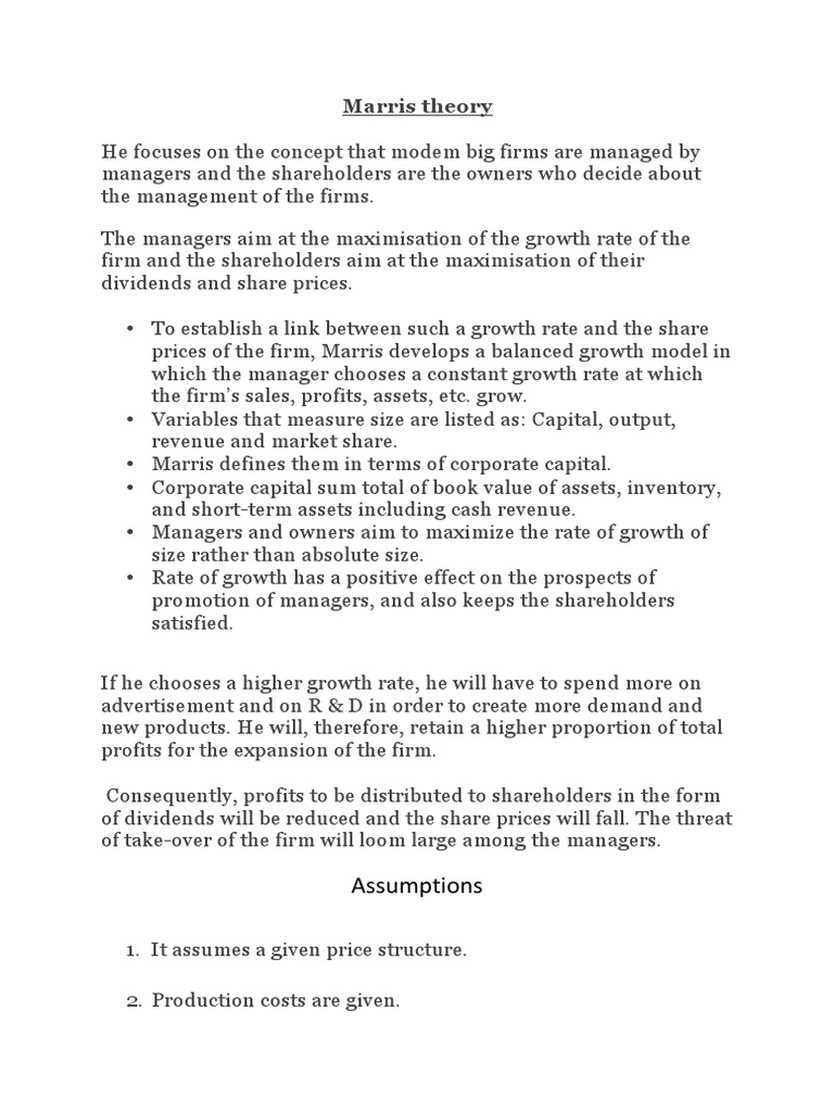 Marris Theory | PDF | Profit (Economics) | Economic Growth