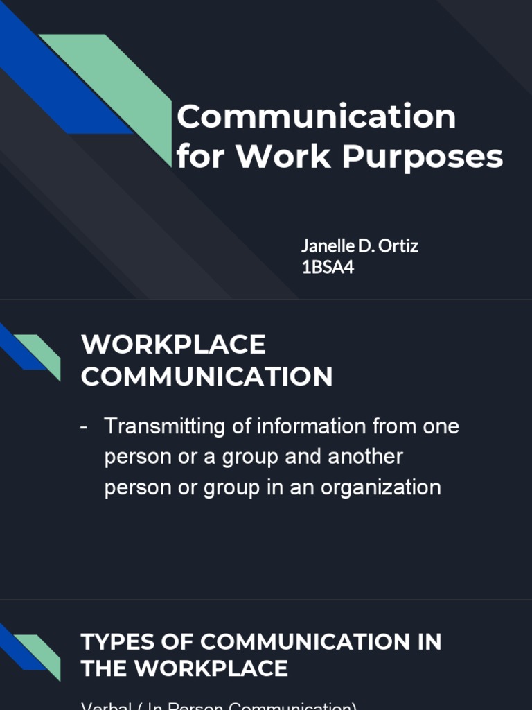 Communication For Work Purposes | PDF
