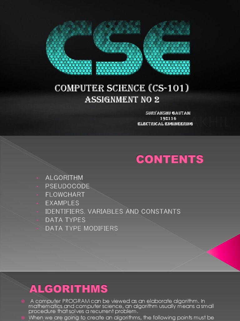 Computer Science (CS-101) : Assignment No 2 | PDF | Algorithms | Data Type