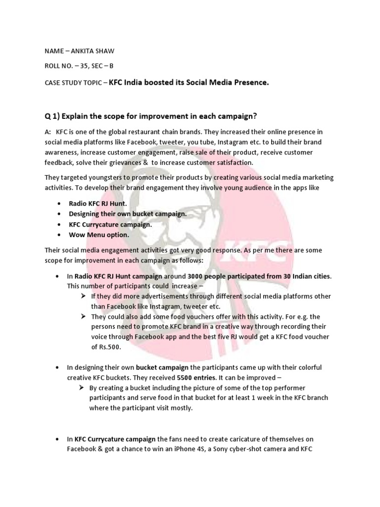 KFC Case Study | PDF | Social Media | Popular Culture & Media Studies