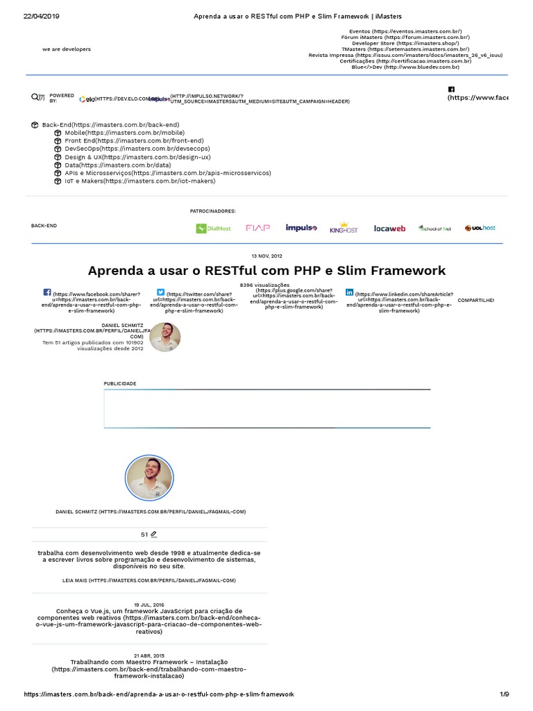 Aprenda A Usar o RESTful Com PHP e Slim Framework - Imasters PDF | PDF | Transferência de estado ...