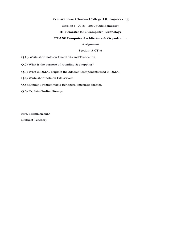 Yeshwantrao Chavan College of Engineering: Session: 2018 - 2019 (Odd ...