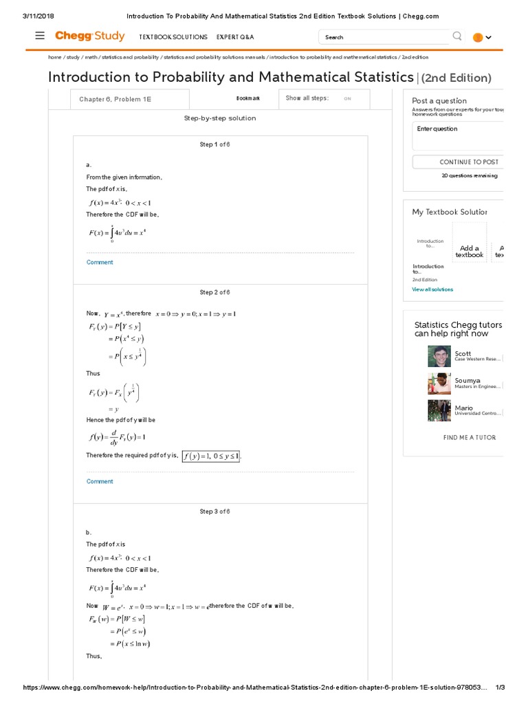 Solusi Introduction of Statistic Mathematic | PDF | Textbook | Probability Density Function