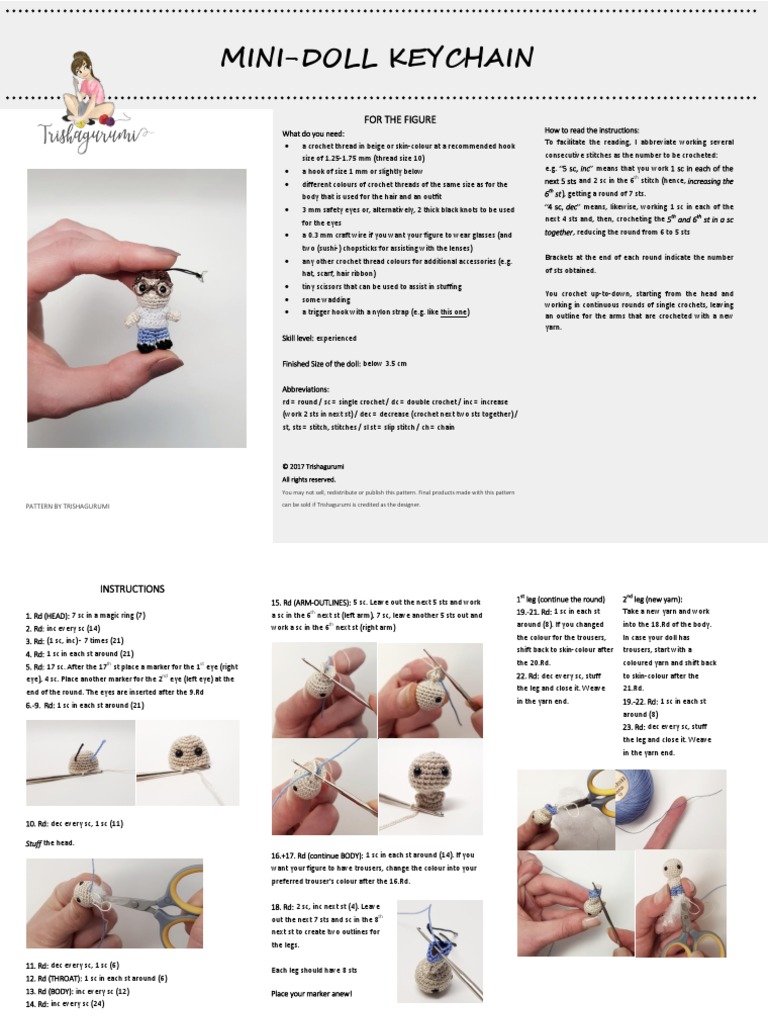 Mini-Doll Keychain: For The Figure | PDF | Crochet | Lens (Optics)