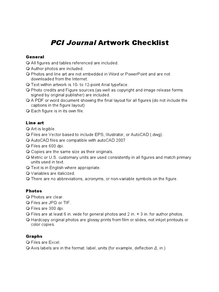 Artwork Checklist 01jul11 | PDF