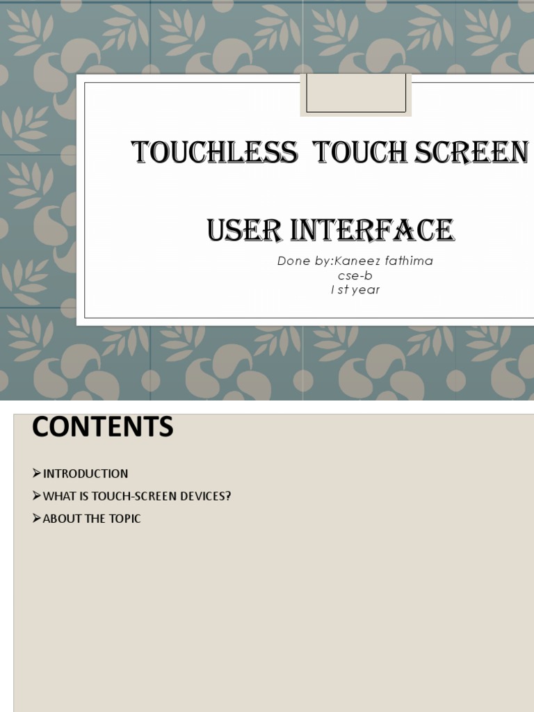 Touchless Touch Screen User Interface | PDF | Touchscreen | Computer Monitor