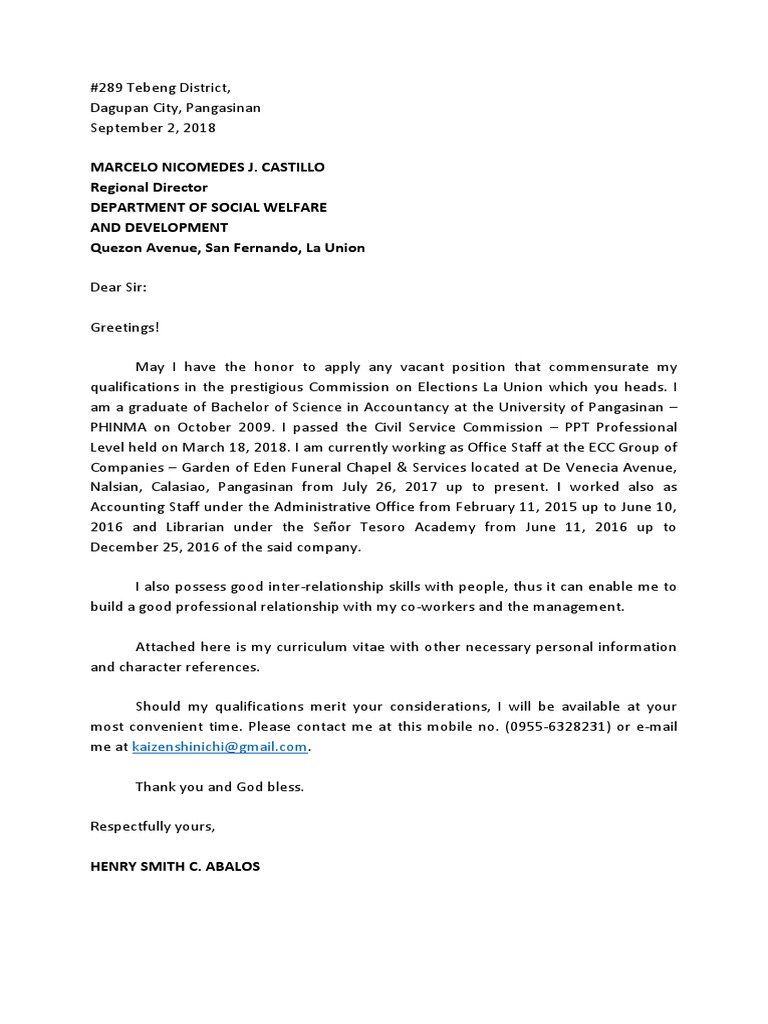 Application for Election Officer Position | PDF | Career & Growth