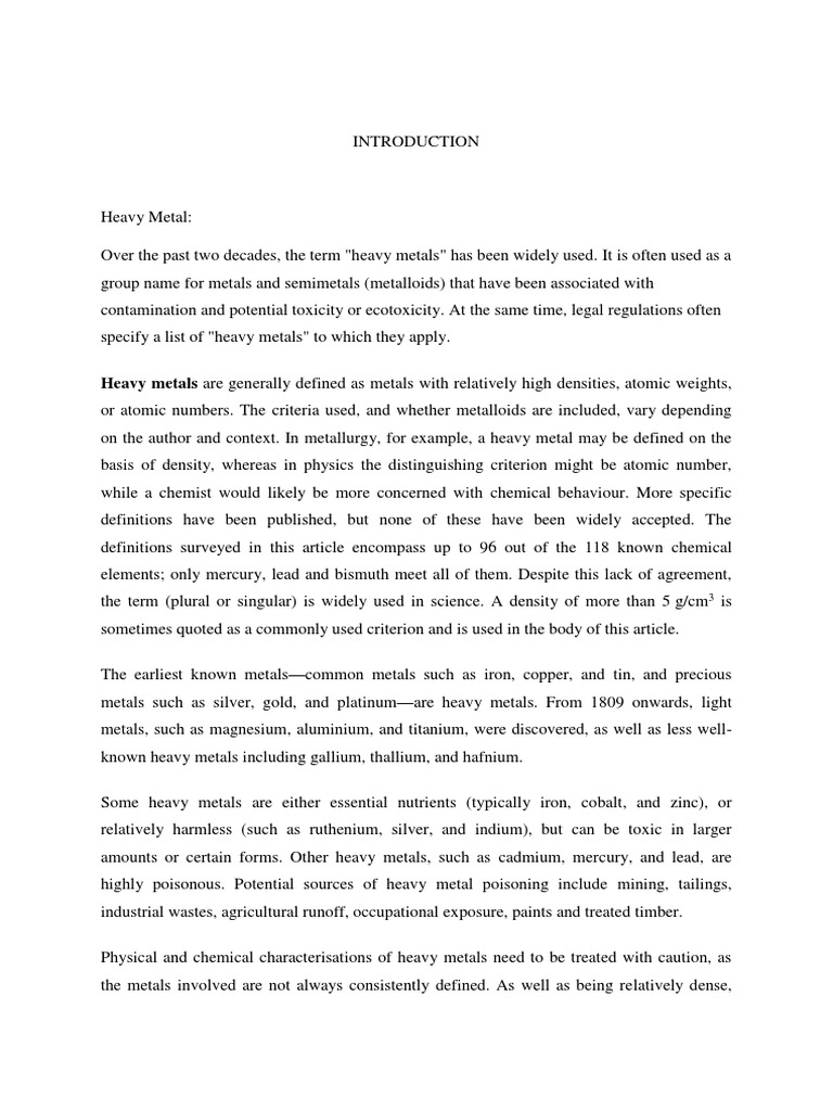 Heavy Metals Are Generally Defined As Metals With Relatively High ...