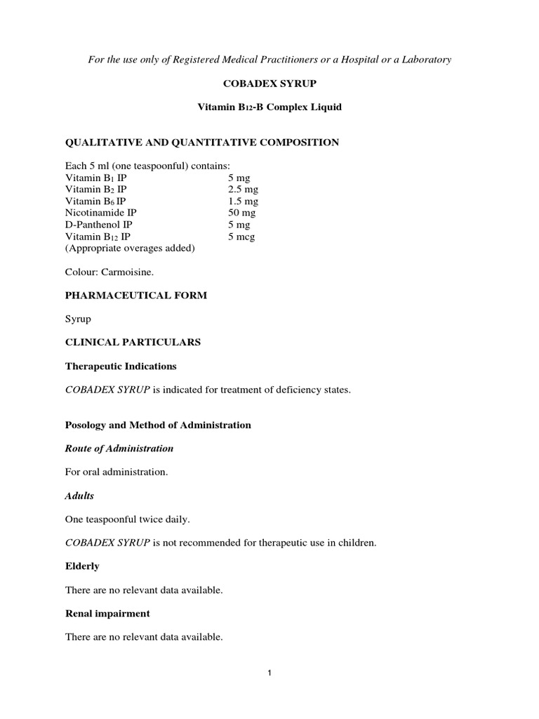 Cobadex Syrup | Download Free PDF | Vitamin | Vitamin B12