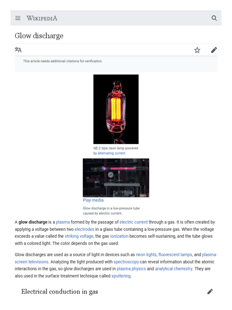 En M Wikipedia Org Wiki Glow Discharge | PDF