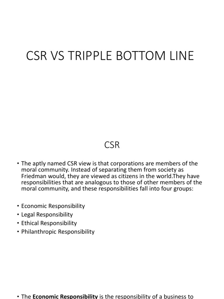 CSR Vs Tripple Bottom Line | PDF | Corporate Social Responsibility ...
