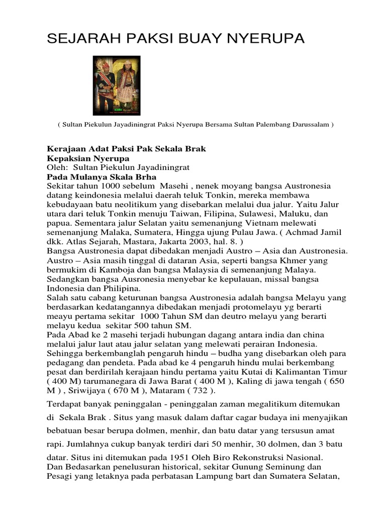 Sejarah Paksi Buay Nyerupa | PDF