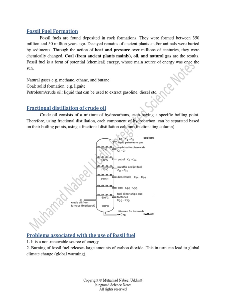 Fossil Fuel Formation: Integrated Science Notes All Rights Reserved ...