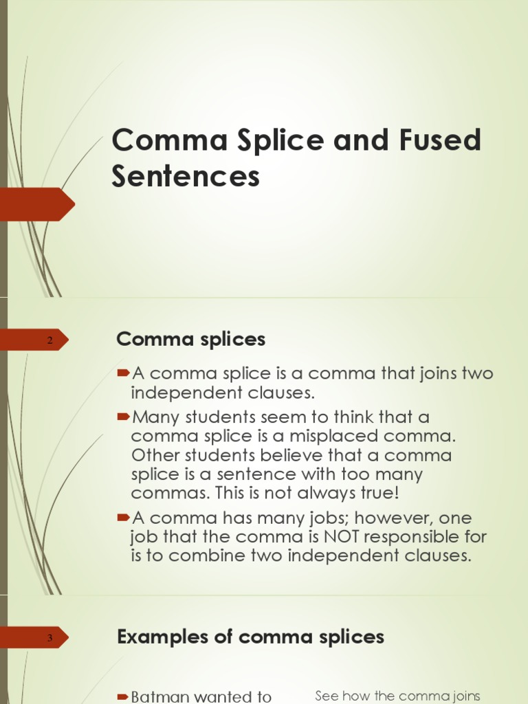Comma Splice and Fused Sentences | PDF | Comma | Syntax