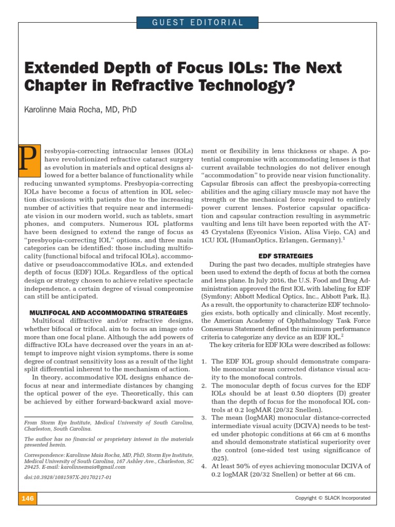 Extended Depth of Focus Iols The Next Chapter in Refractive Technology ...