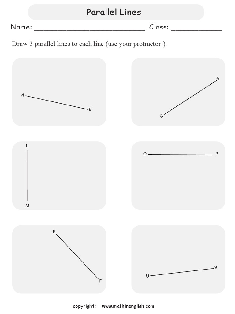 Name: - Class: - : Draw 3 Parallel Lines To Each Line (Use Your ...