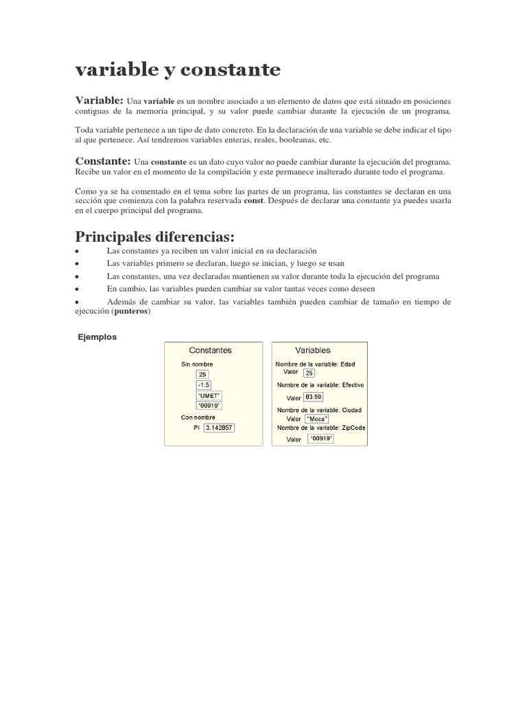 Variable y Constante | PDF