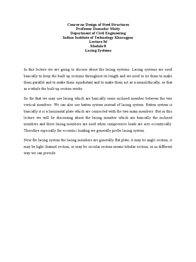 Lacing Systems in Steel Structures | PDF | Buckling | Classical Mechanics