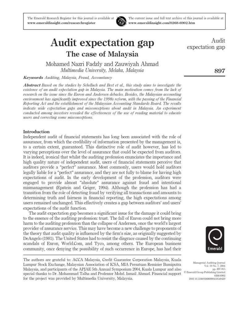 Audit Expectation Gap | PDF | Financial Audit | Audit