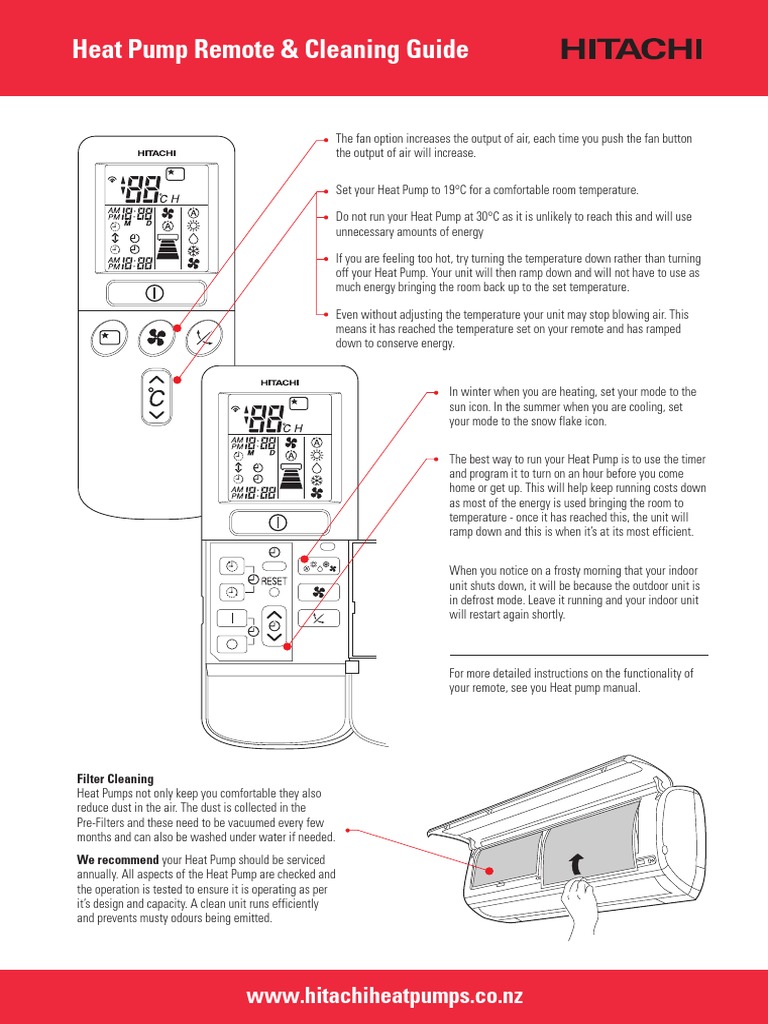 Hitachi Heat Pump Remote Guide | PDF | Heat Pump | Pump