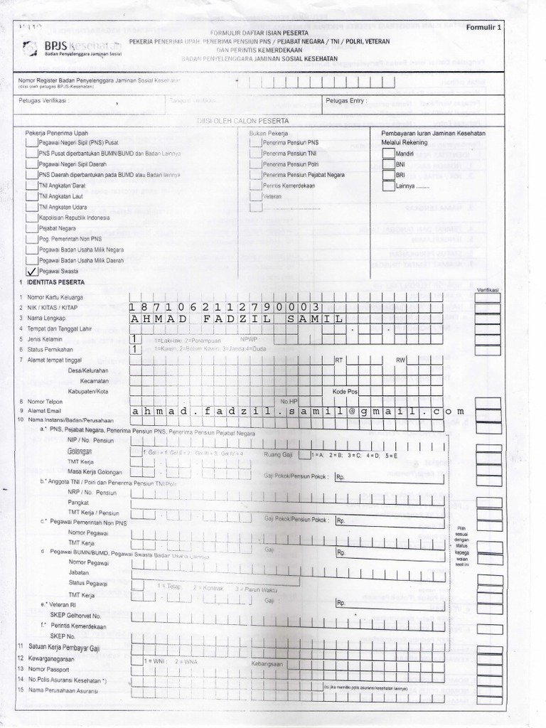 Form BPJS Kesehatan | PDF