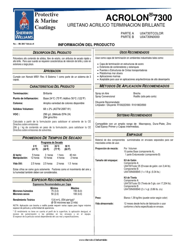 U04730T Acrolon 7300 Rev 8-2017 Edición 6 (1).pdf | Presión | Temperatura