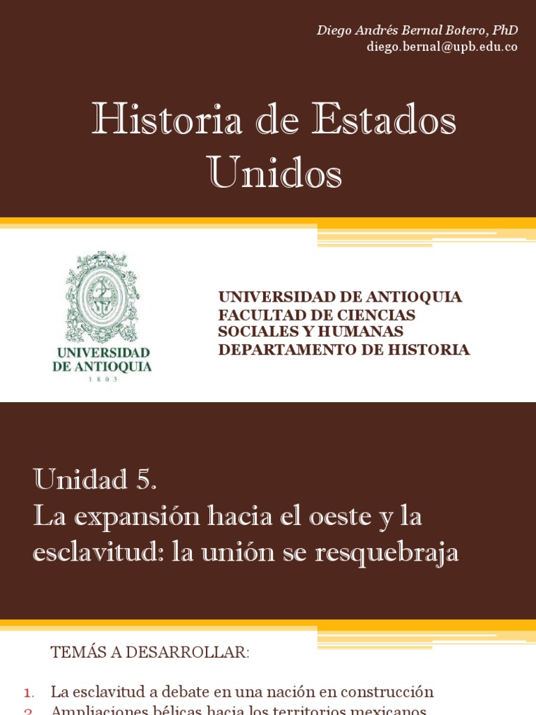 Unidad 5 La Expansión Hacia El Oeste y La Esclavitud (Avances) | PDF ...