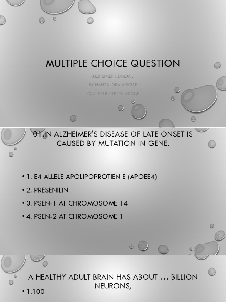 Multiple Choice Question Acn Final | PDF | Alzheimer's Disease | Dementia
