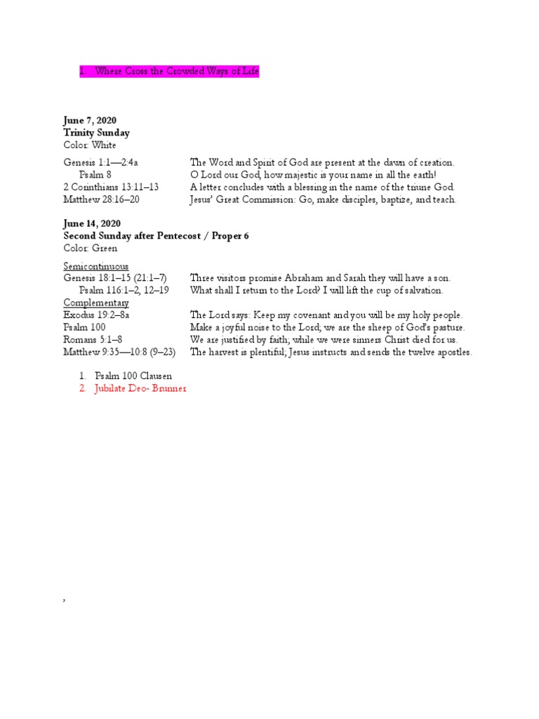YEAR A - Lectionary Guides | PDF | Gospel Of Matthew | Book Of Exodus